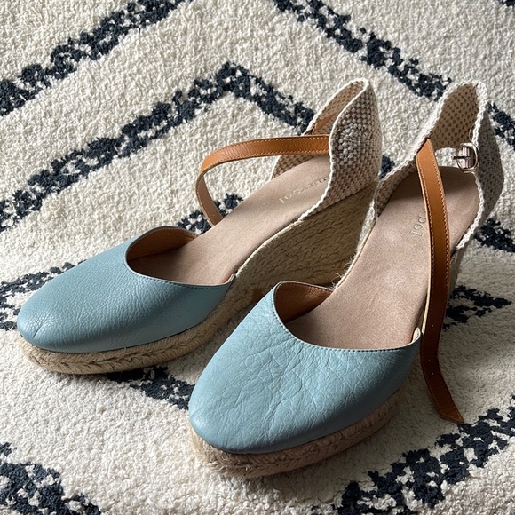 Maypol | Shoes | Maypol Wedge Espadrille Leather And Knit Strap Sandals ...